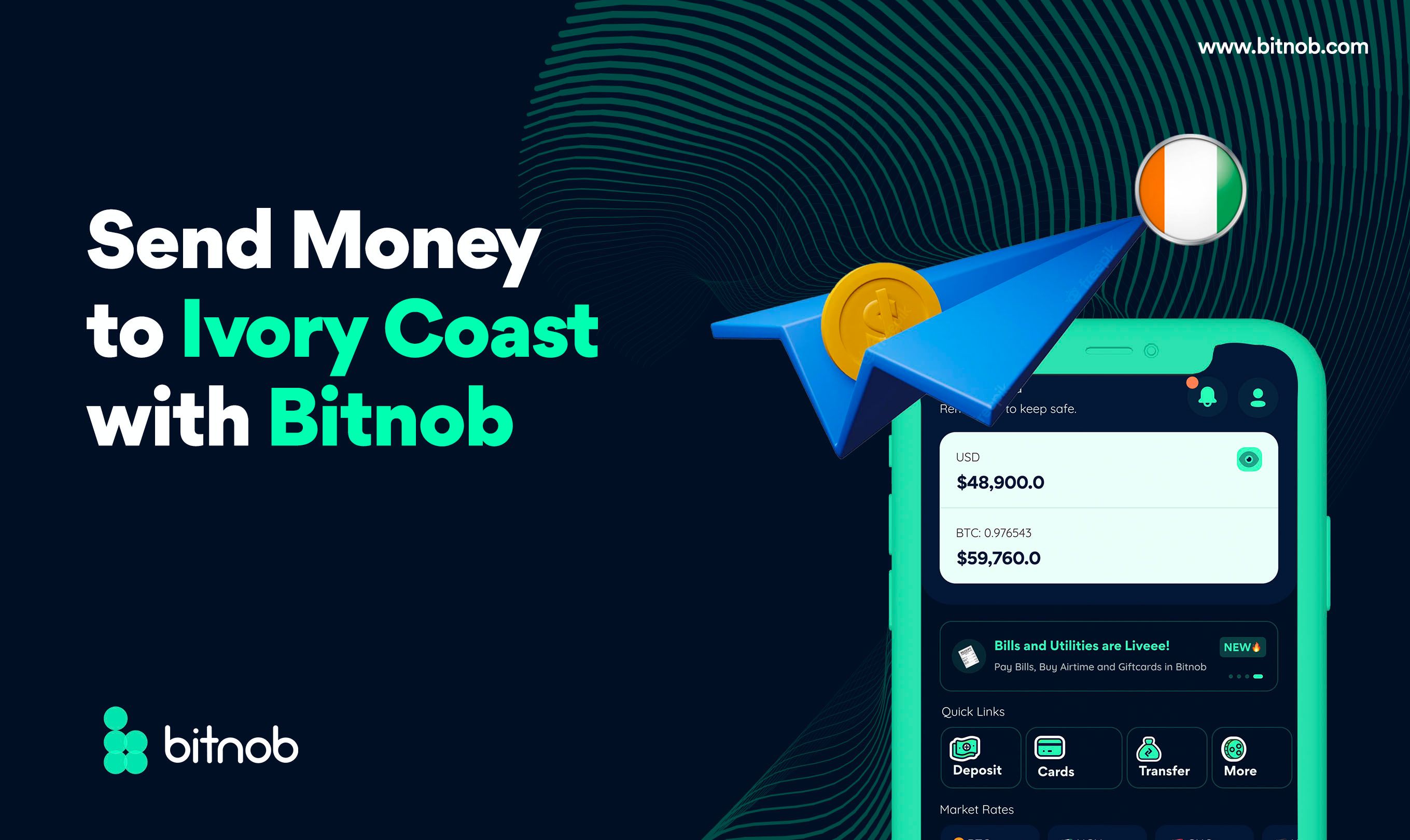 Send money to Ivory Coast with Bitnob